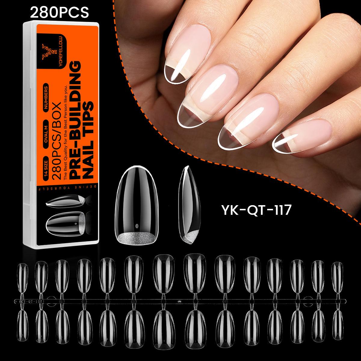YOKEFELLOW Full Cover False Nail Tips 300PCS/Box Pre-building Nail Tips ...