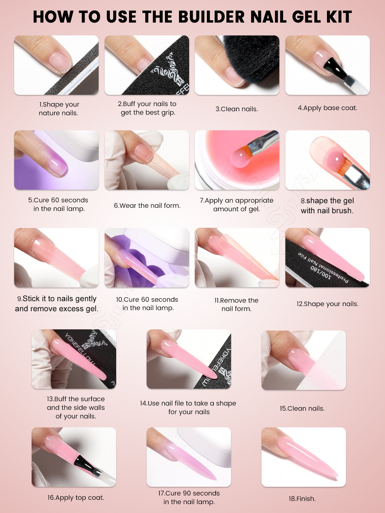 YOKEFELLOW 50G YMH15 Builder Gel for Nail Extension Home Salon Use UV ...