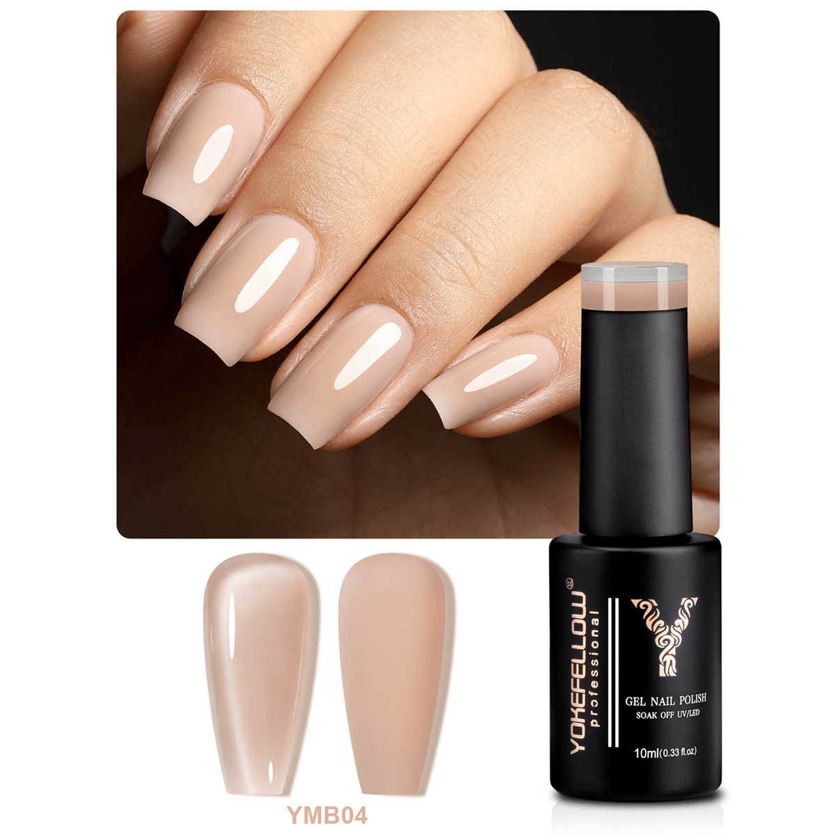 YOKEFELLOW New 2 In 1 10ML Rubber Base Gel Soak Off Color Gel Nail ...