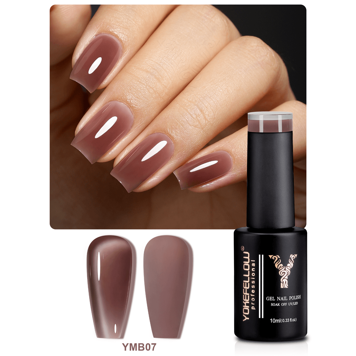 YOKEFELLOW Long Lasting UV LED Nail Gel 10ML Rubber Base Gel 2 in 1 Gel ...