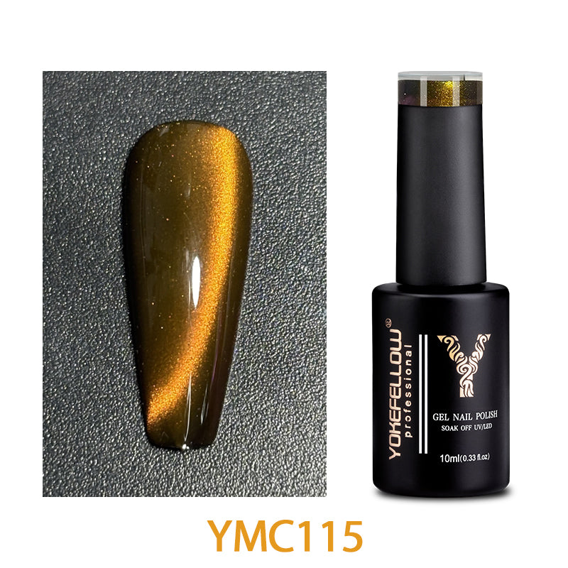 YOKEFELLOW Gold Cat Eye Nail Gel Polish 10ML Shiny Gel Polish for ...