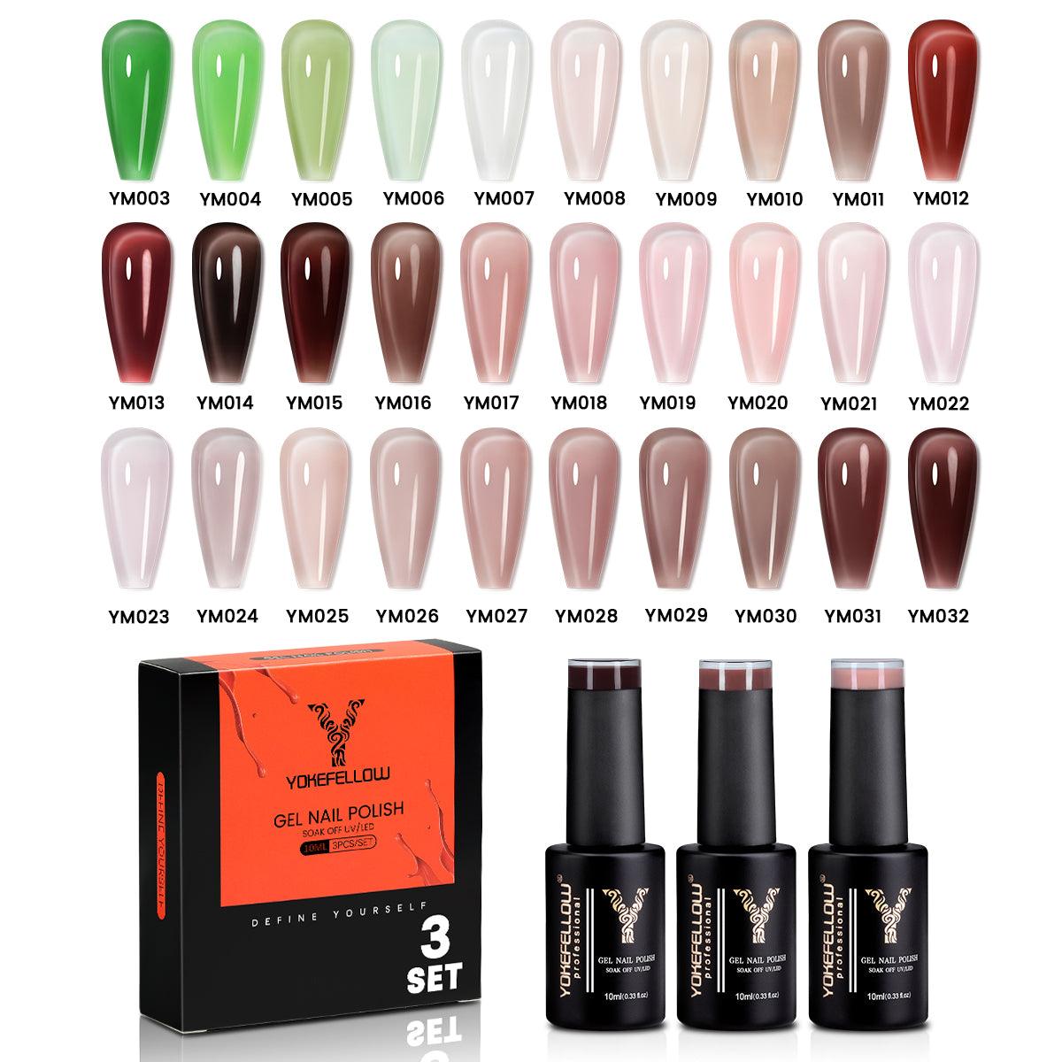 YOKEFELLOW Jelly Gel 3 Colors Set 10ML UV LED Nail Gel Varnish for ...